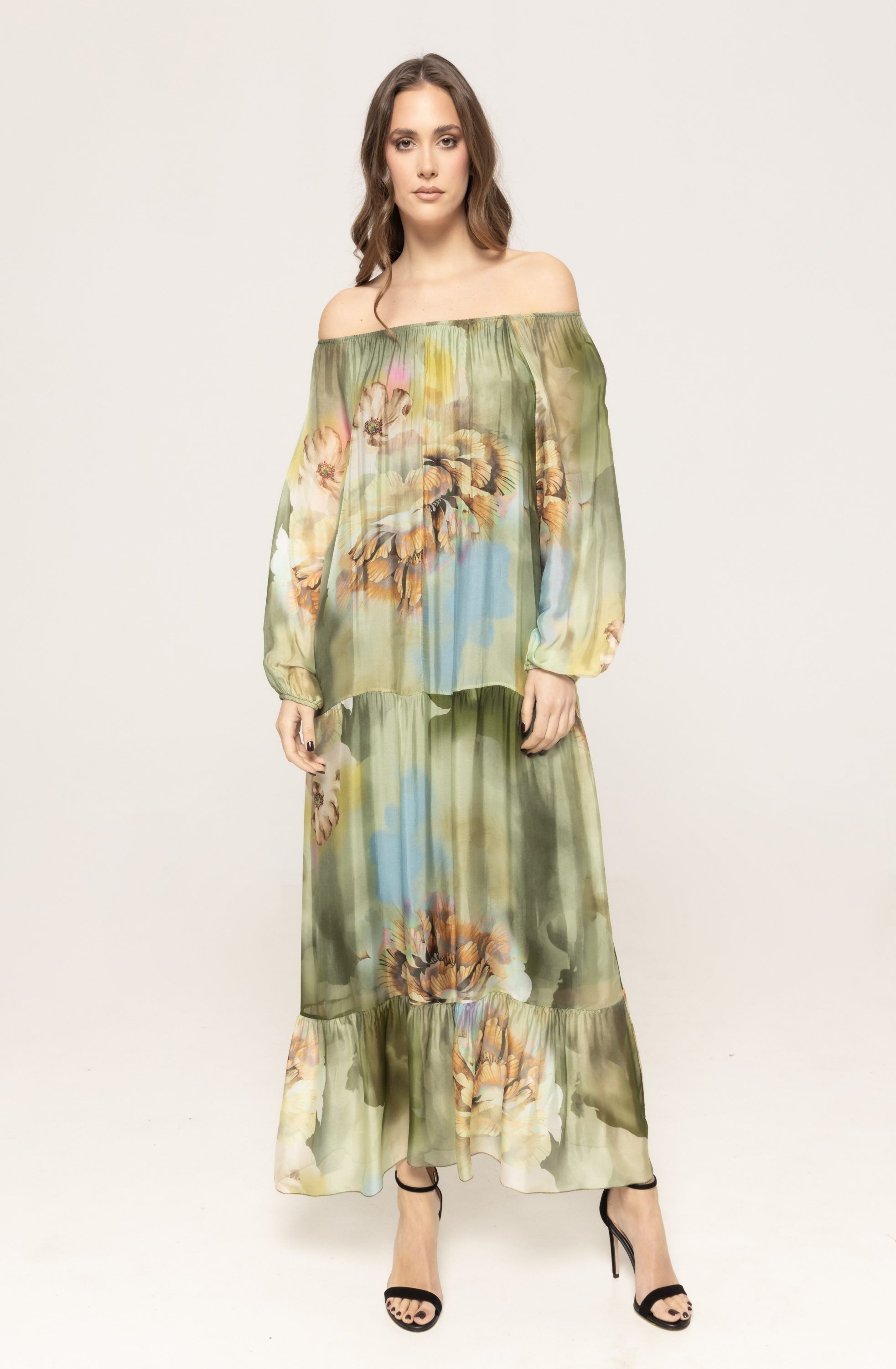 Rochie lungă cu imprimeu Rose - ETIC