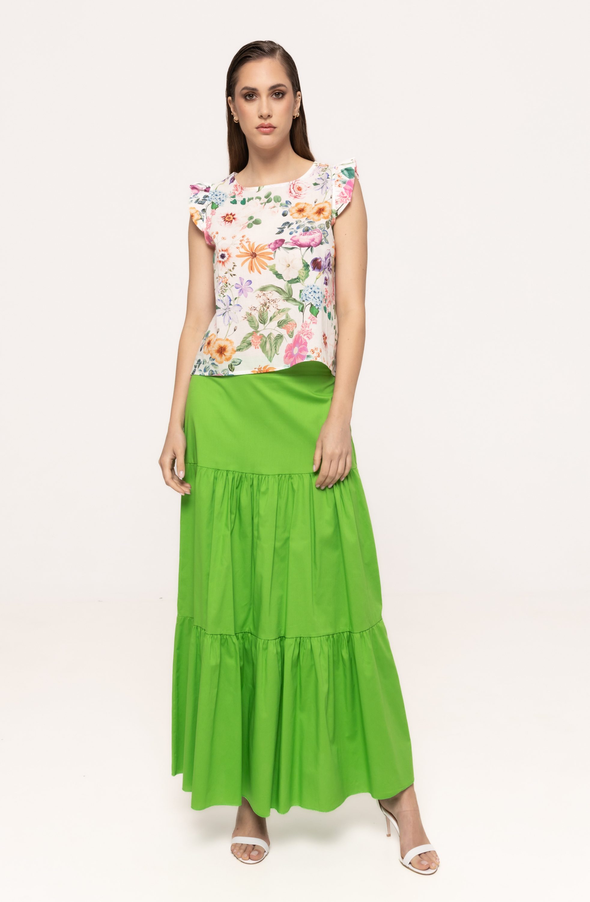 Fustă lungă cu volane și croială lejeră Rachel - ETIC