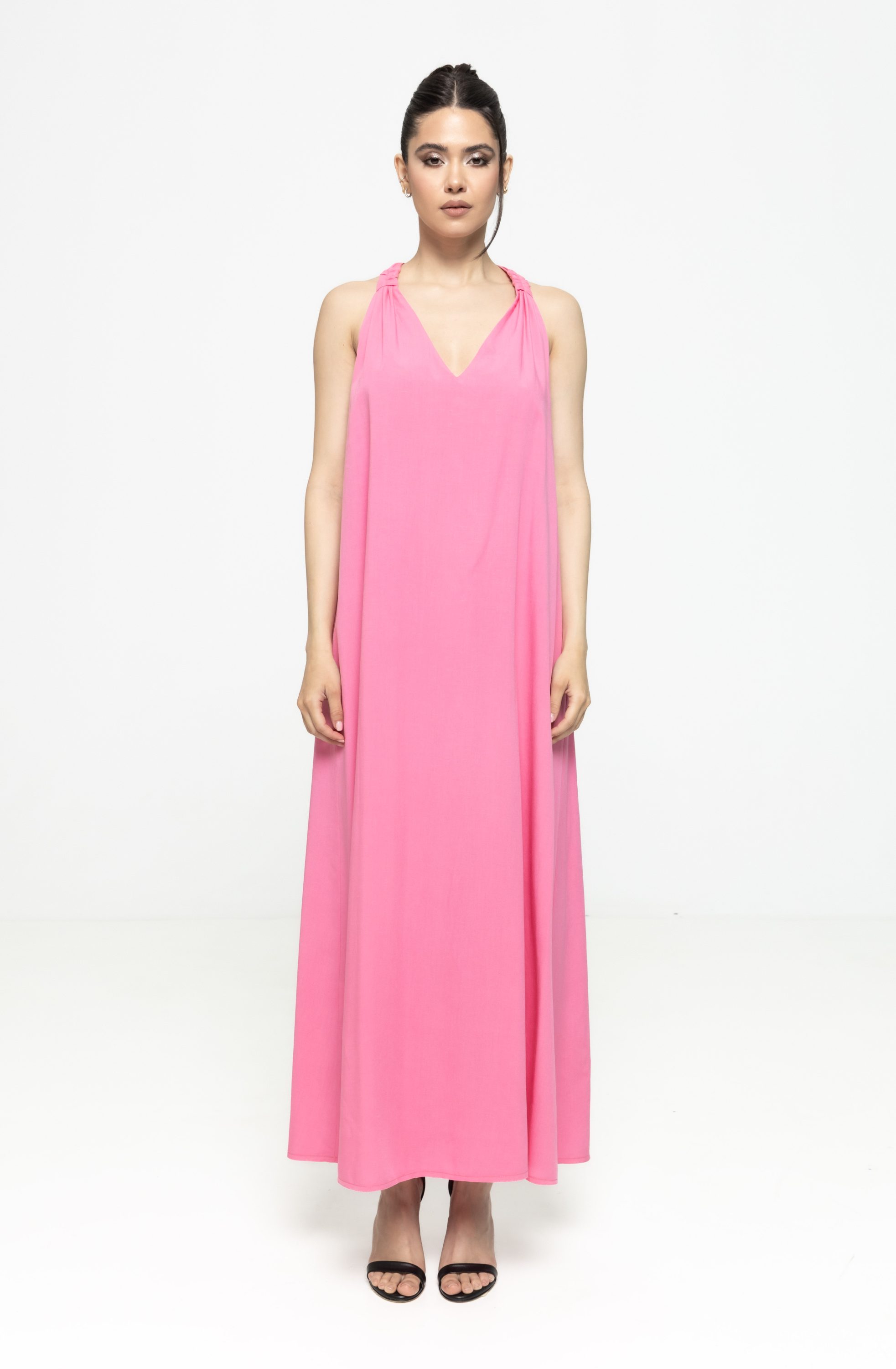 Rochie maxi cu bretele late și decolteu în V Anette - ETIC