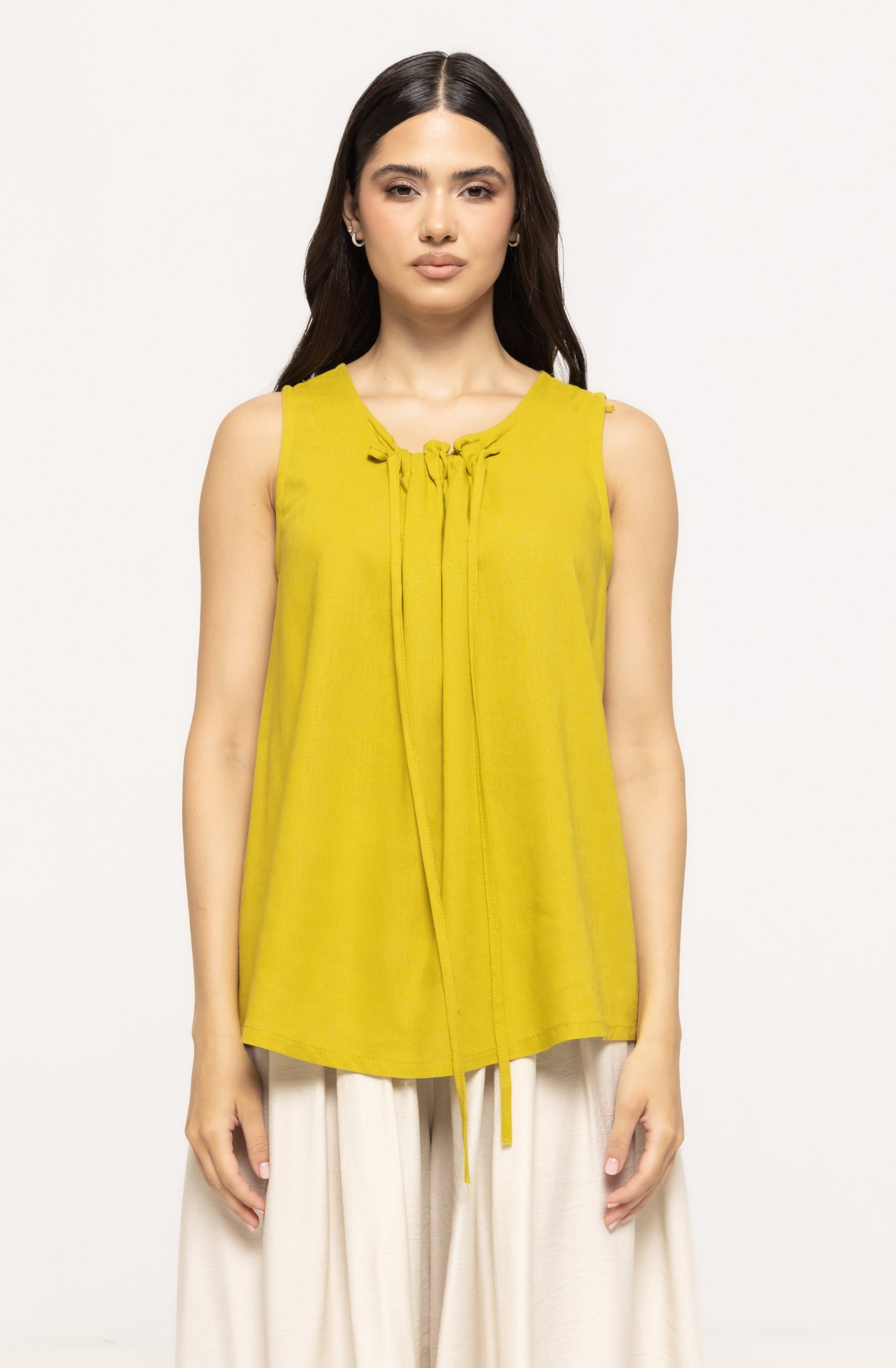 Top lejer fără mâneci cu fronseu și detalii decorative Summer - ETIC