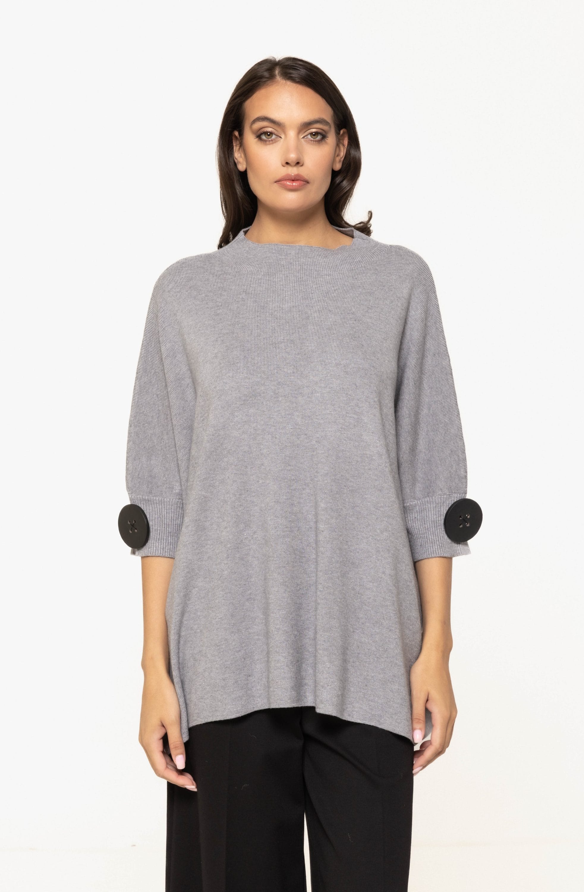 Pulover oversized cu nasturi decorativi Andora - ETIC