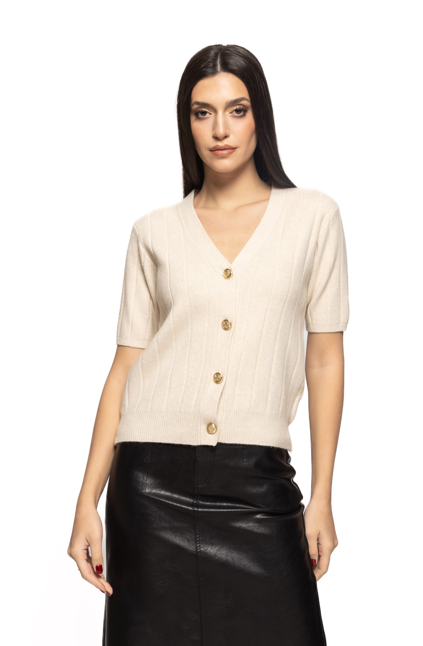 Pulover cu maneca scurta si nasturi Ivona - ETIC