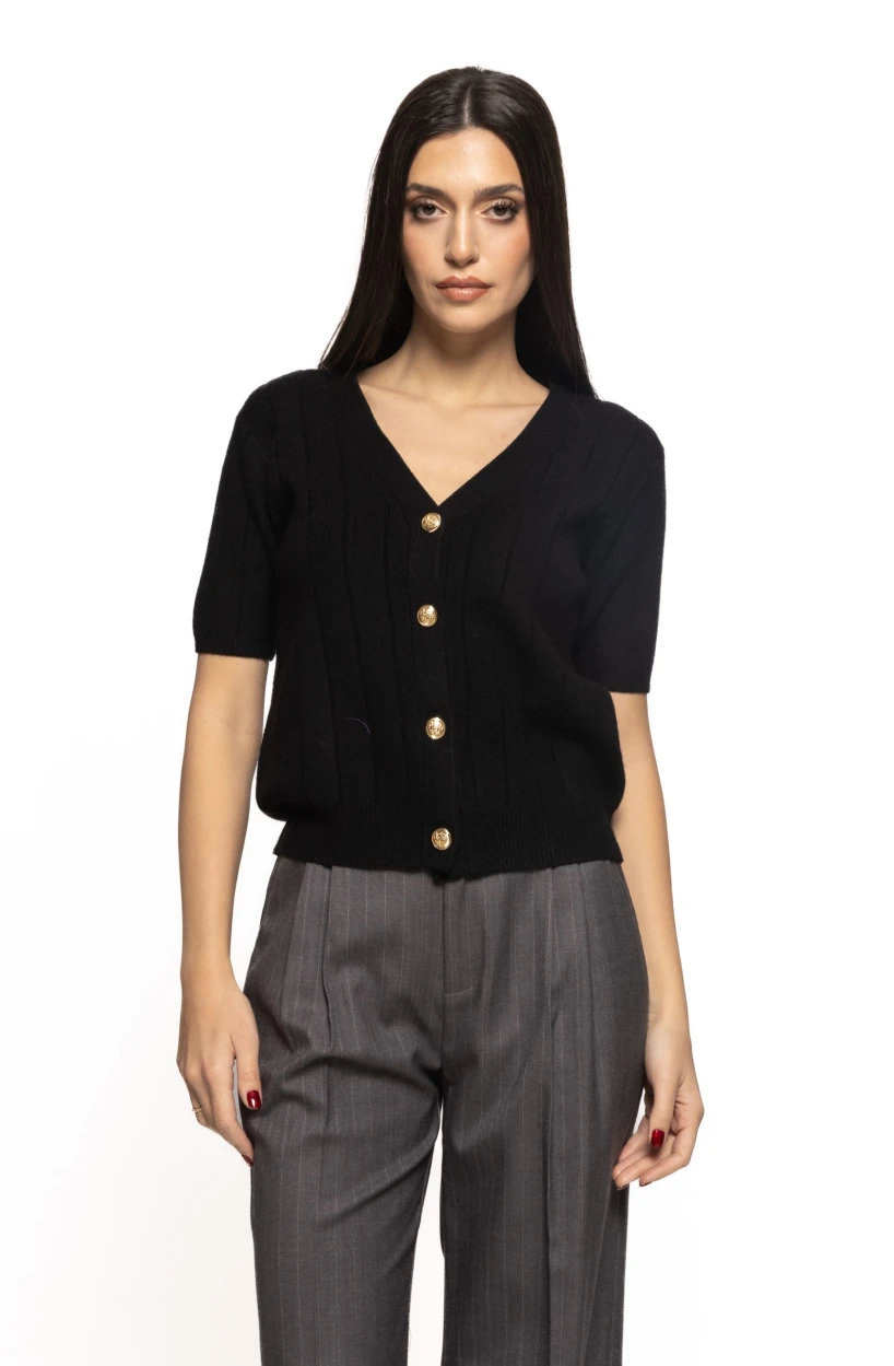 Pulover cu maneca scurta si nasturi Ivona - ETIC